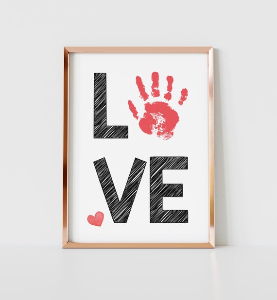 LOVE Handprint Footprint Art Craft Heart Love Valentine's - Etsy