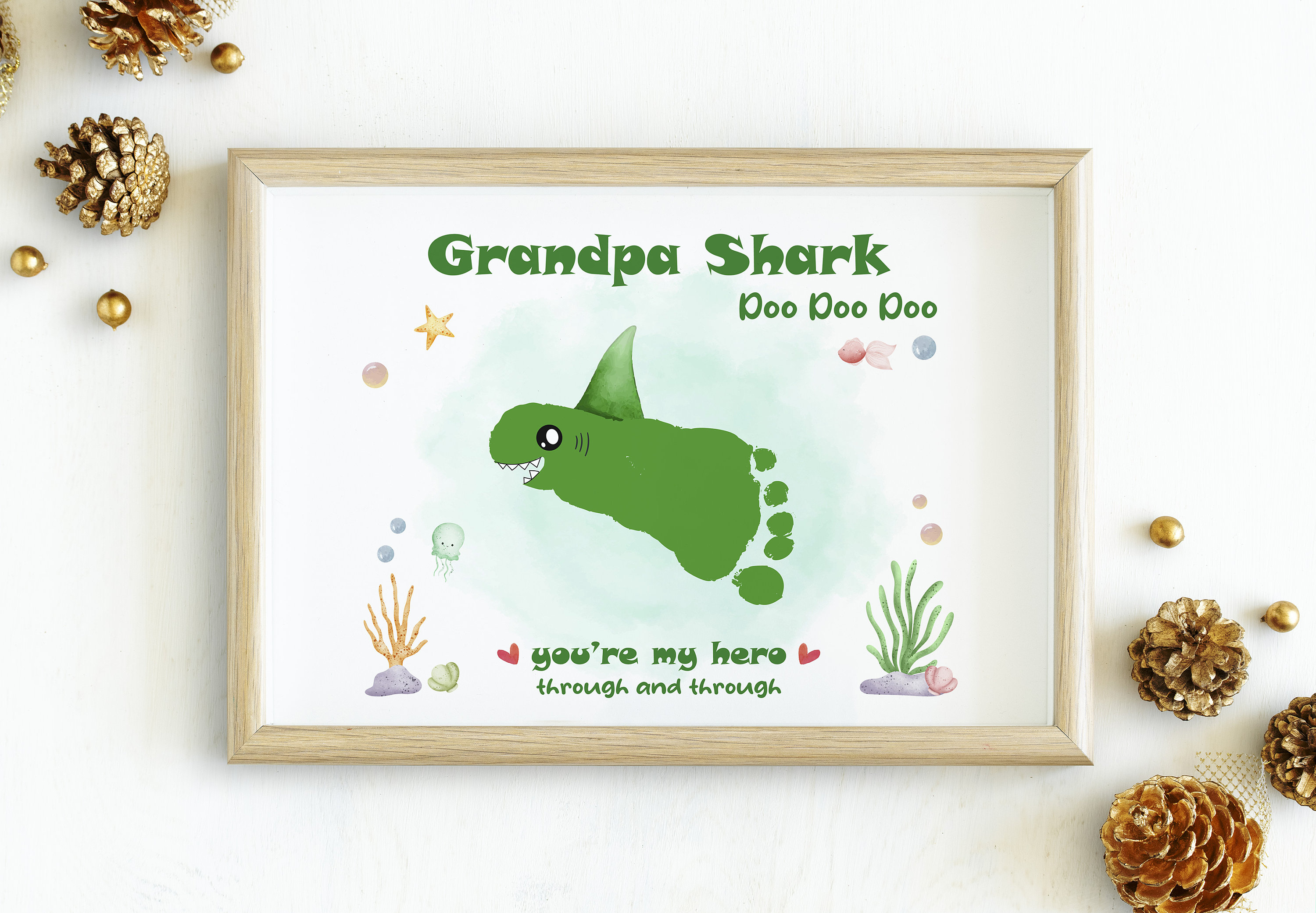 Grandpa Shark Handprint Footprint Art Craft, Kids DIY Gift for ...