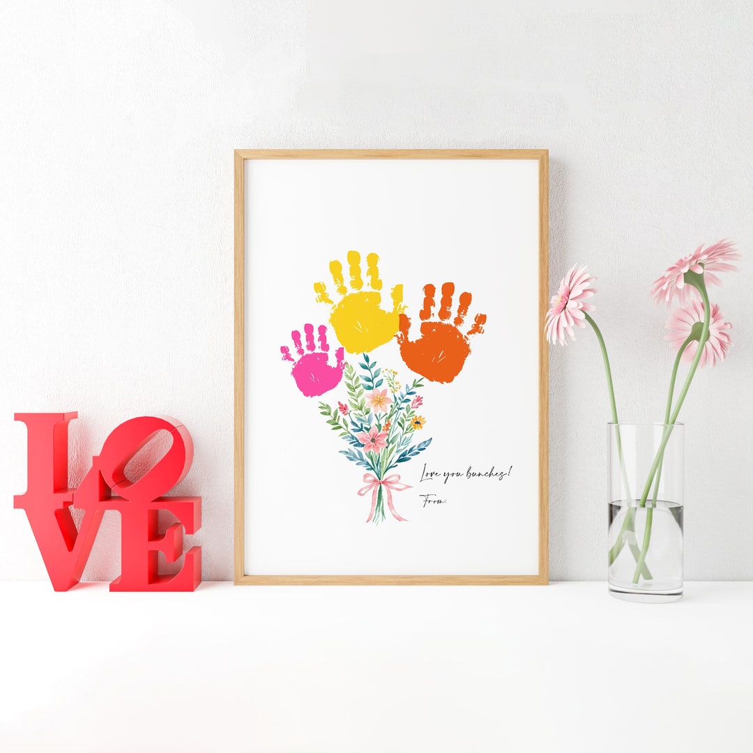 Happy Birthday Card Flower Handprint Valentine Keepsake Mothers Day ...