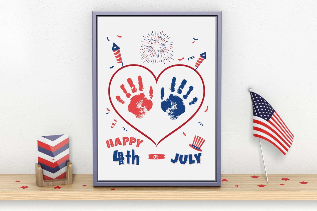 4th of July Independence Day Handprint Footprint Art Craft, USA Flag ...
