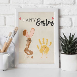 Bunny Chick Easter Handprint Footprint Art Craft, Easter Gift, DIY Baby ...