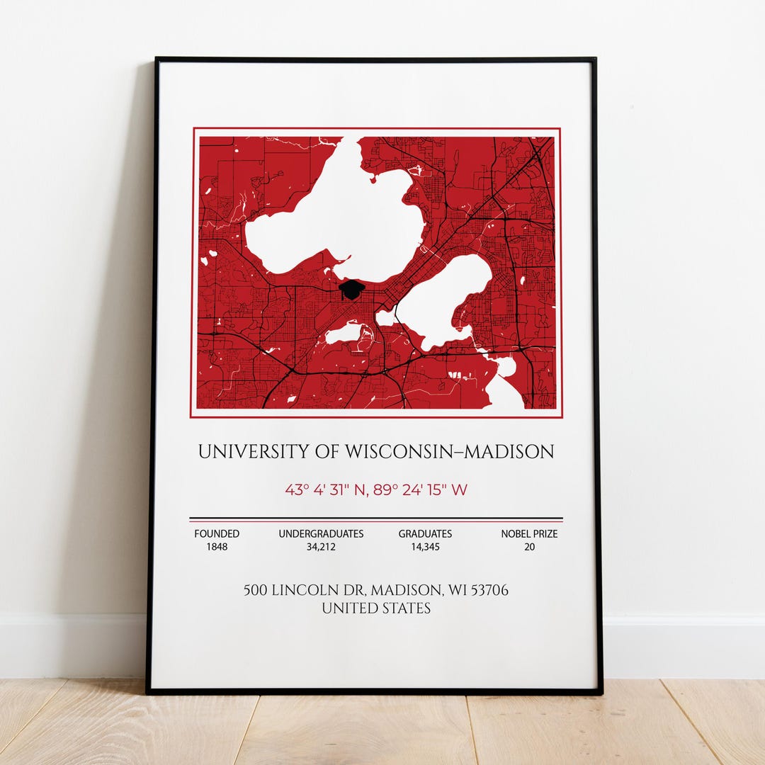 University Graduation Gift Print, Printable University of Wisconsin ...