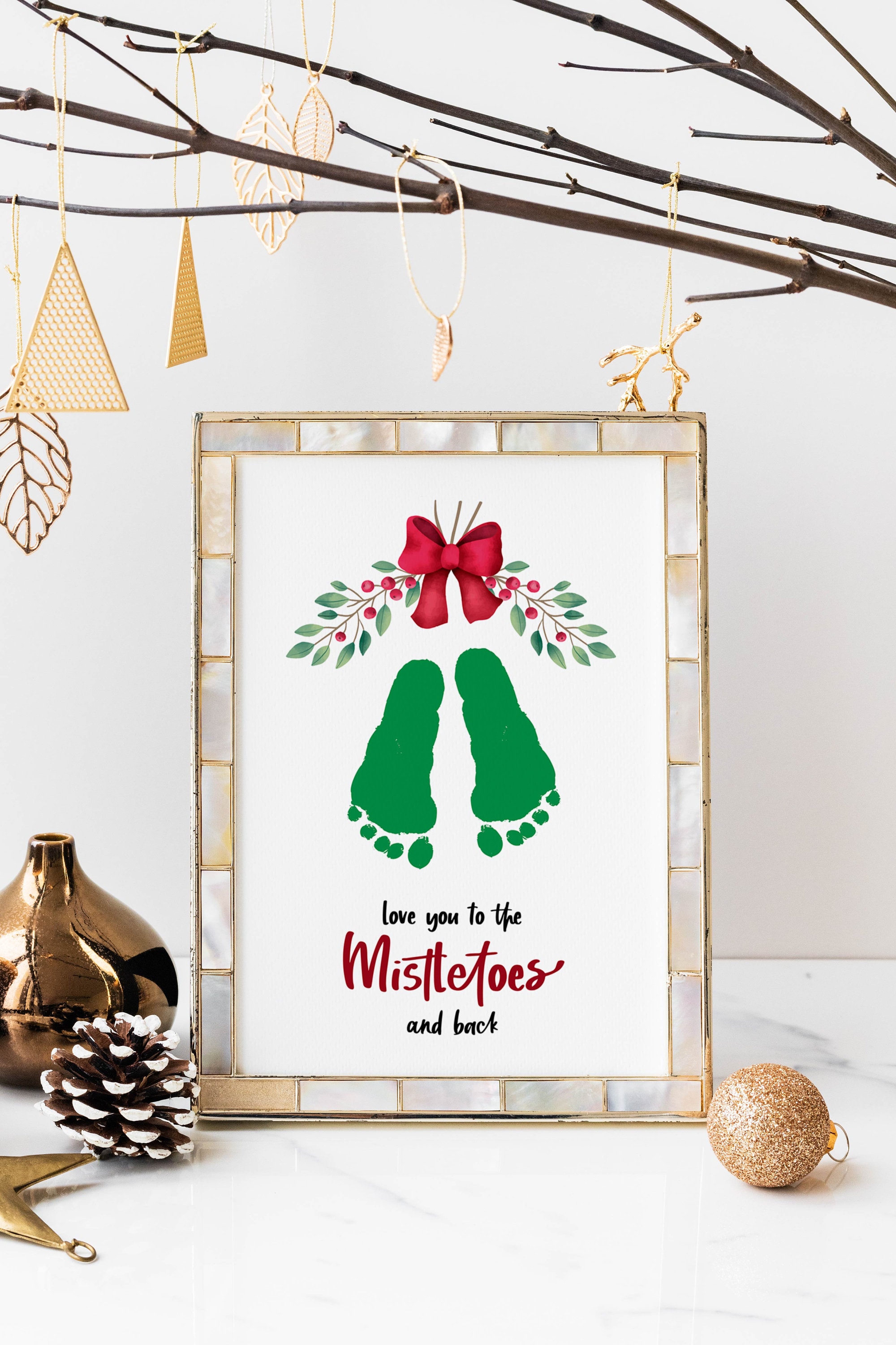 Mistletoe Christmas Footprint Art Craft, Holiday Craft, School Activity ...