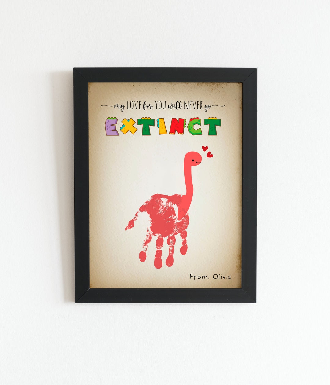 Dinosaur Handprint Art Craft, Mom Dad Happy Birthday Gift, Mother's Day ...
