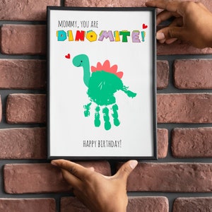 Mom Birthday Dinosaur Handprint Art Craft, Kids Back to School Gift ...