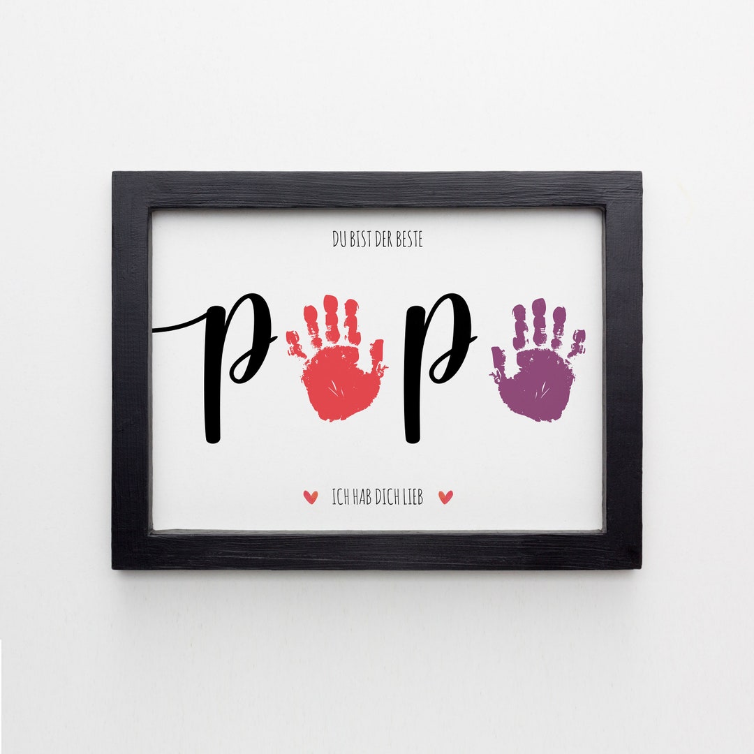 PAPA Ich Hab Dich Lieb Handprint Footprint Art Craft, Father's Day Gift ...