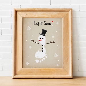 Snowman Footprint Handprint Art Craft, Christmas Gift for Grandparents ...