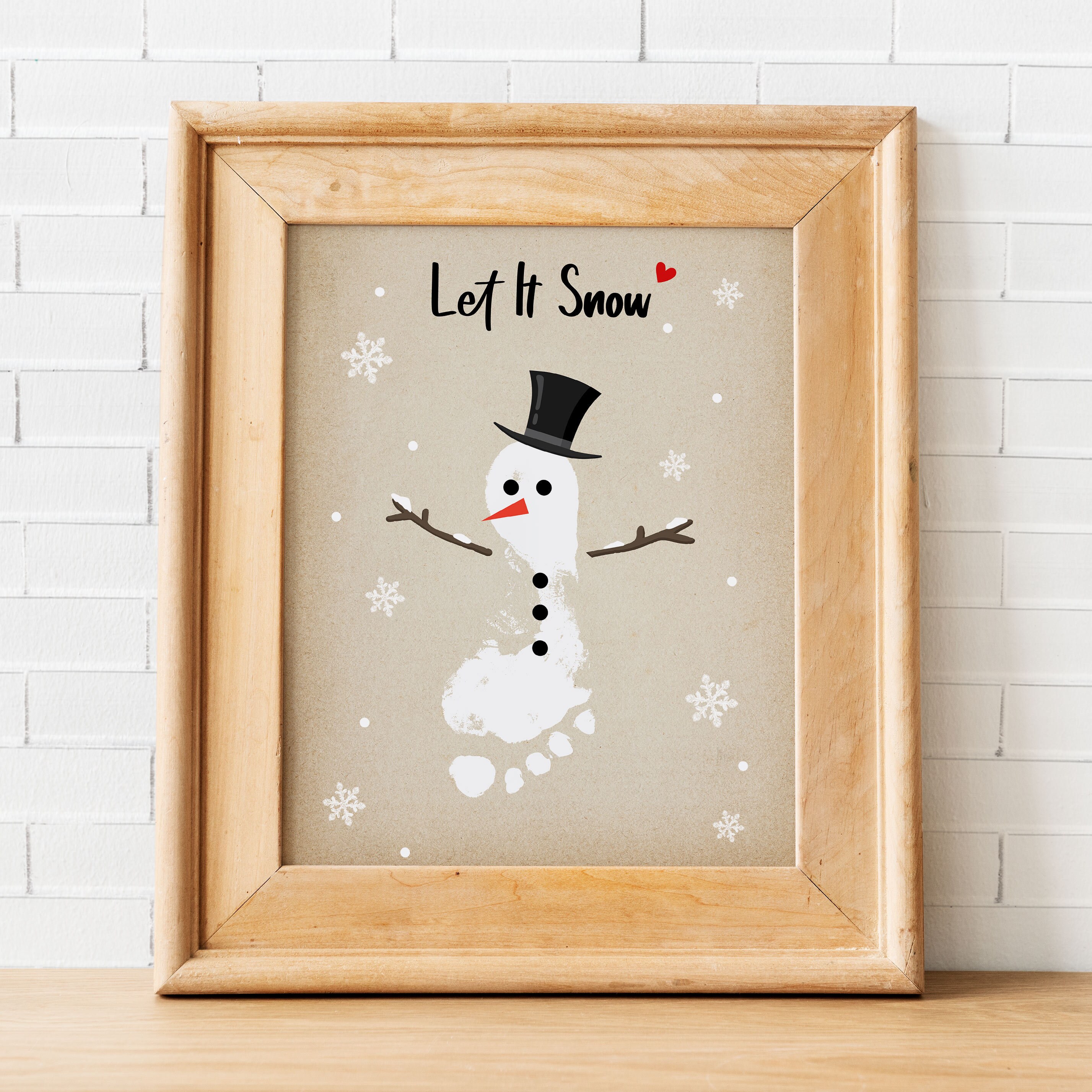Snowman Footprint Handprint Art Craft, Christmas Gift for Grandparents ...
