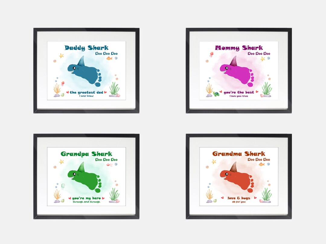 Shark Family Handprint Footprint Art Craft Kids DIY Gift for - Etsy