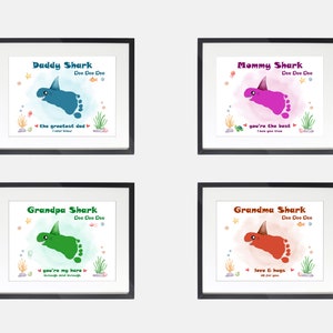Grandpa Shark Handprint Footprint Art Craft, Kids DIY Gift for ...