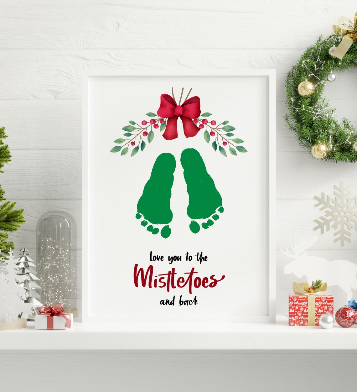 Mistletoe Christmas Footprint Art Craft, Holiday Craft, School Activity ...