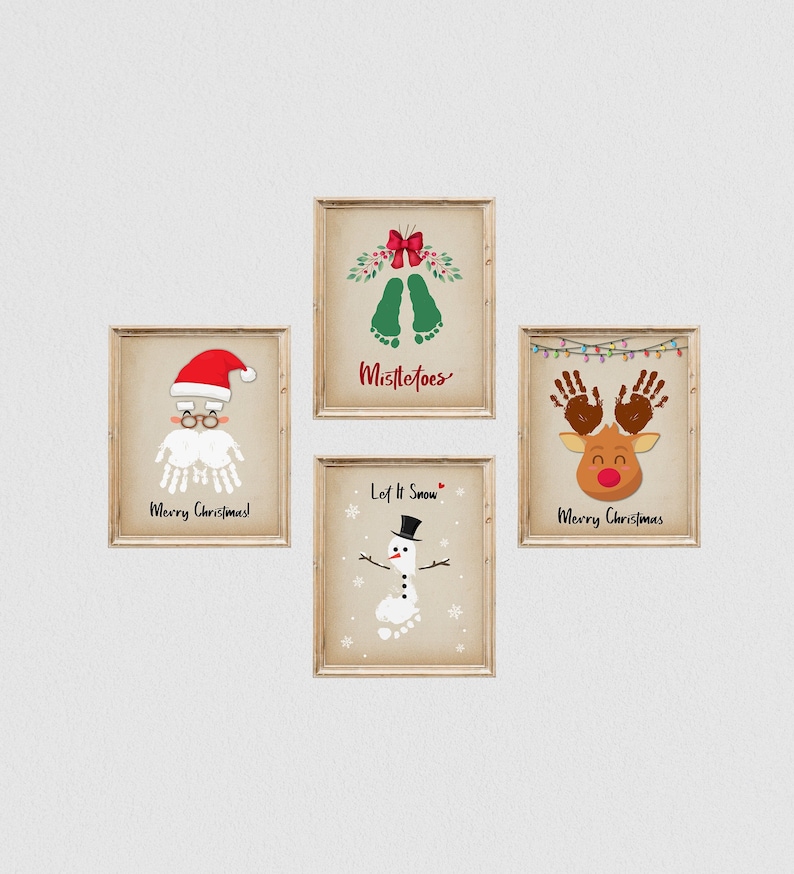 Christmas Handprint Footprint Art Craft Set of 4, Christmas Gift for ...
