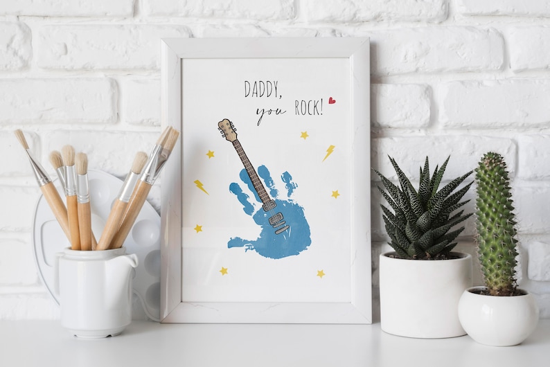 Handprint Art Craft for Kids Daddy You Rock Father's Day - Etsy