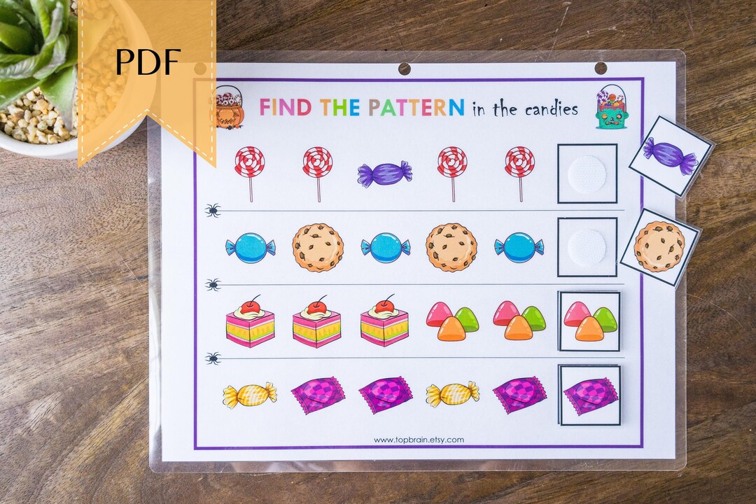 Find the Pattern - Halloween Candy Printable, Busy Book Printable ...