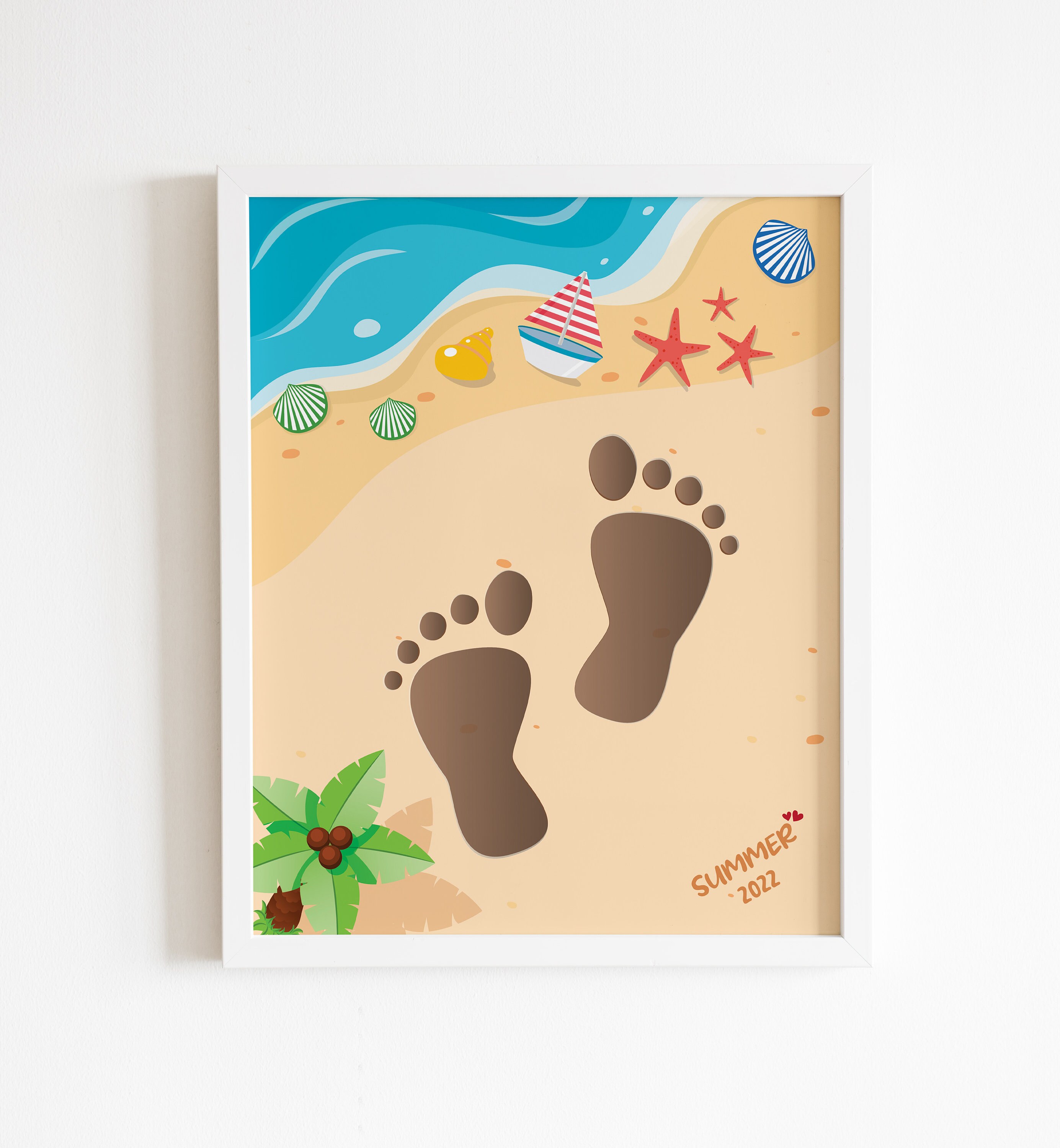 Summer Beach Handprint Footprint Art Craft Gift for Mom DIY - Etsy
