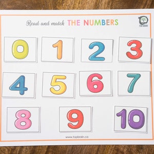 Numbers Matching Printable 0-10, Counting Worksheet, Toddler Activities ...
