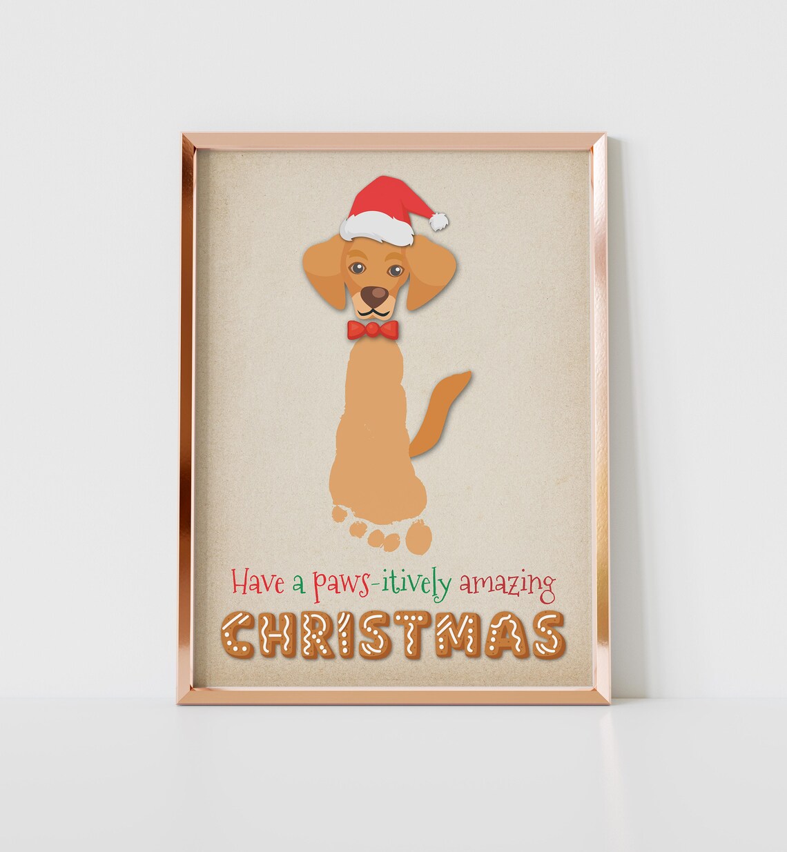 Golden Retriever Dog Baby Footprint for Christmas, Christmas Handprint ...