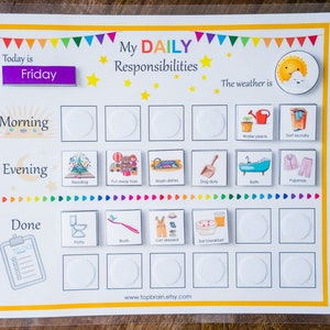 Kids Daily Responsibilities Chart 63 Extra Icons Only, Printable Daily ...