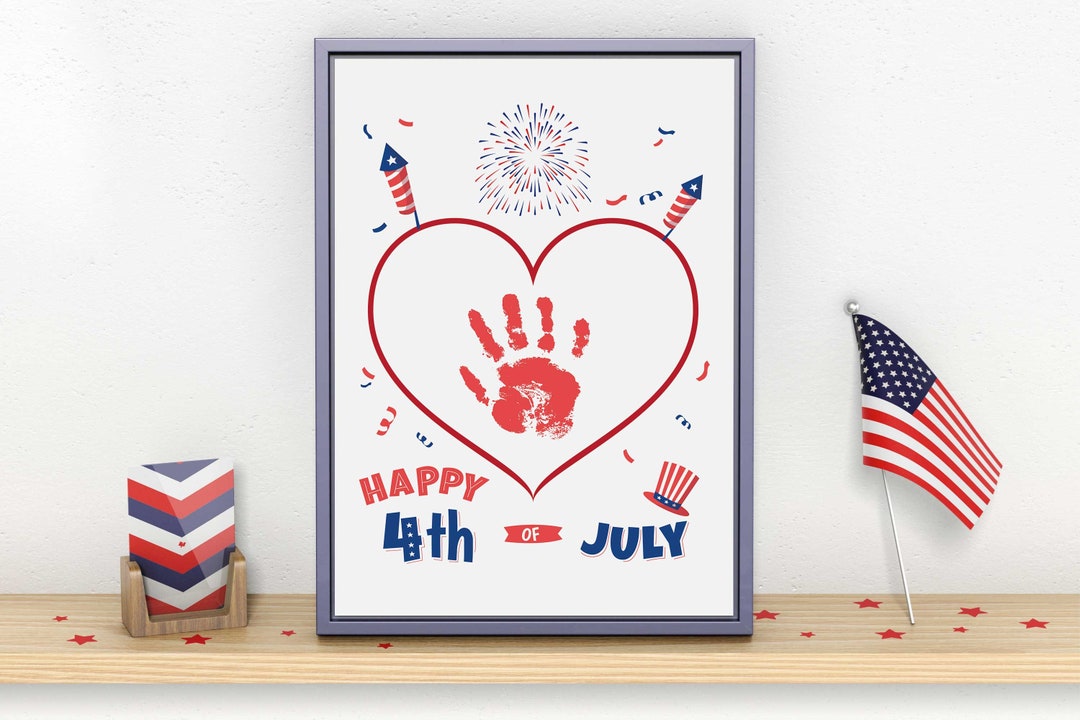 4th of July Independence Day Handprint Footprint Art Craft, USA Flag ...