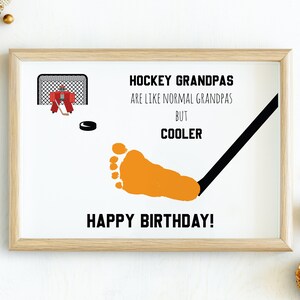 Hockey Grandpa Birthday Handprint Footprint Art Craft, DIY Baby Kids ...