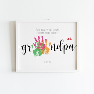 Grandpa Handprint Footprint Art Craft, Fathers Day Gift, Grandfather ...