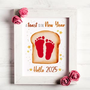 New Years 2025 Art Craft, Handprint Footprint Art, Toast to the New ...