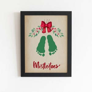 Mistletoes Footprint Art Printable, Christmas Toddler Activity, Toddler ...