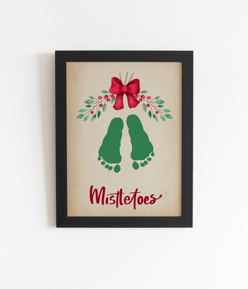 Mistletoes Footprint Art Printable, Christmas Toddler Activity, Toddler ...