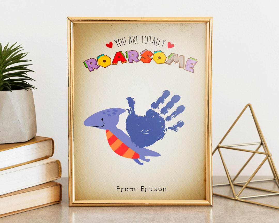 ROARSOME Dinosaur Handprint Art Craft, Mom Dad Birthday Gift, Mother's ...