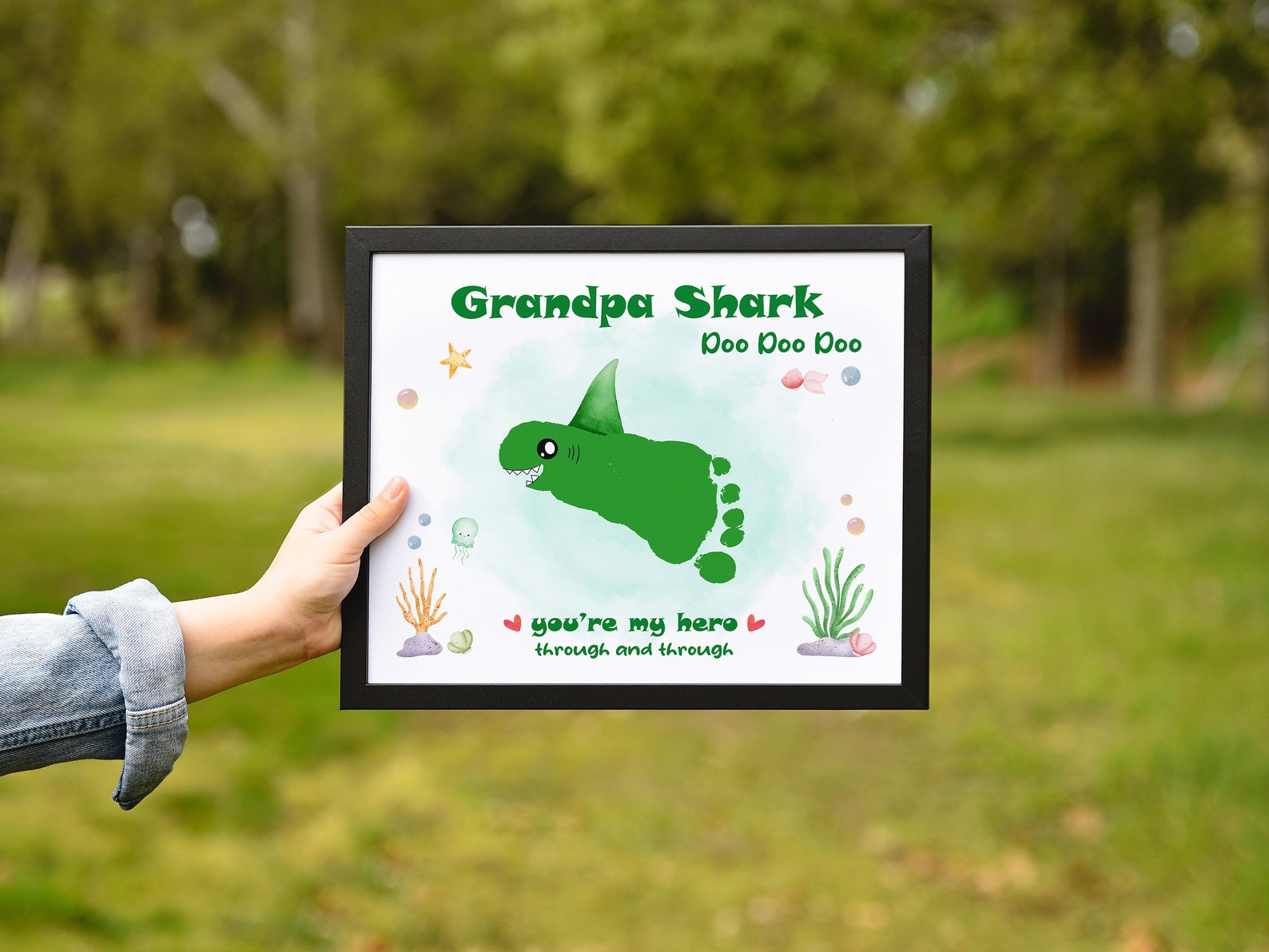 Grandpa Shark Handprint Footprint Art Craft, Kids DIY Gift for ...