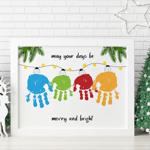 Christmas Lights Handprint Art Craft, Christmas Handprint Craft, DIY ...