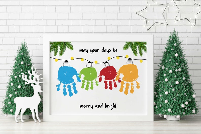 Christmas Lights Handprint Art Craft, Christmas Handprint Craft, DIY ...