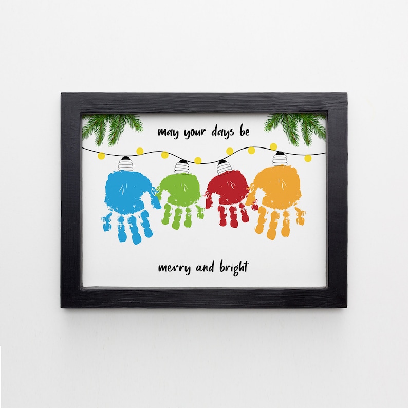 Christmas Lights Handprint Art Craft, Christmas Handprint Craft, DIY ...