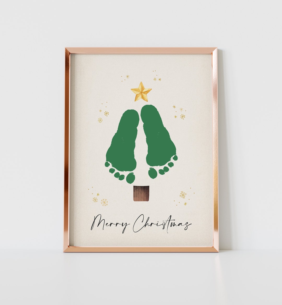 Christmas Tree Handprint Footprint Art Craft, Christmas Gift for ...