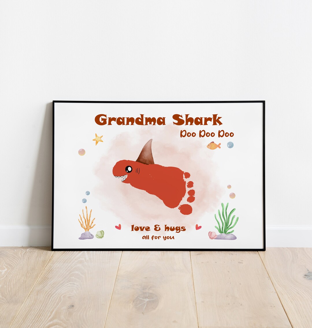 Grandma Shark Handprint Footprint Art Craft, Kids DIY Gift for ...