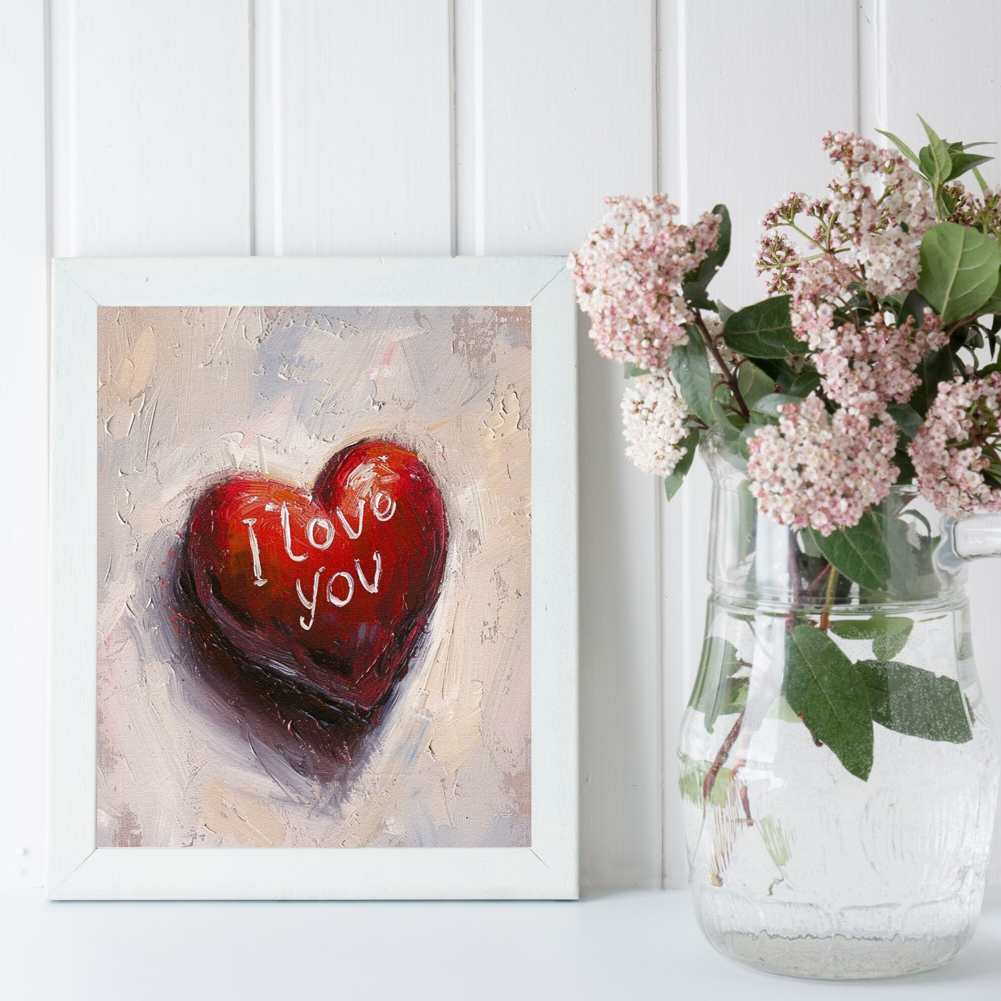 PRINTABLE Valentine's Day RED Heart Print Valentines Wall Art Vintage ...