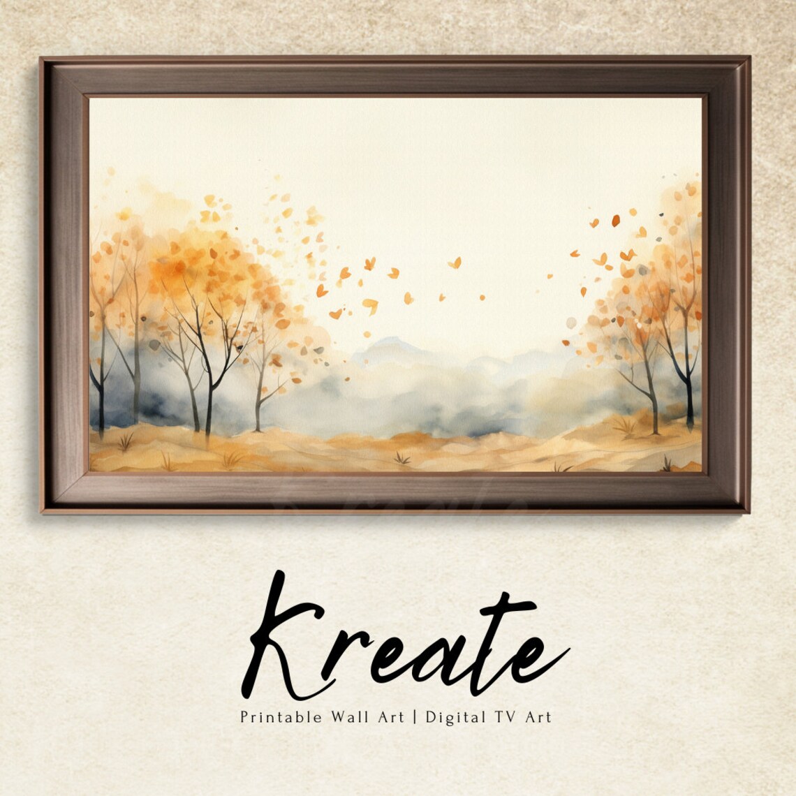 Printable Autumn Landscape Fall Home Decor Vintage Wall Art Print ...
