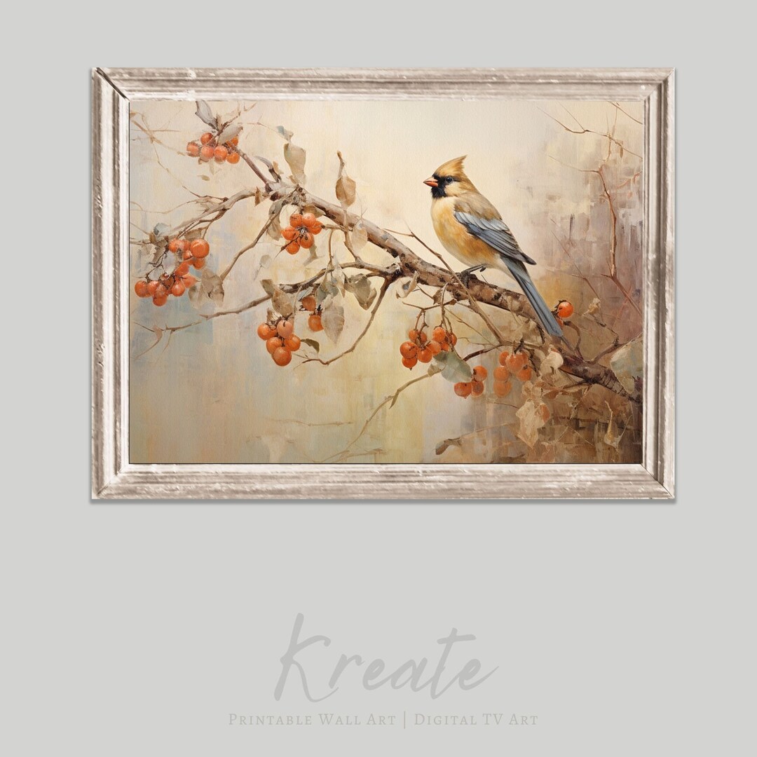 PRINTABLE Rustic Wall Decor Fall Bird Art Painting Fall Vintage Decor ...