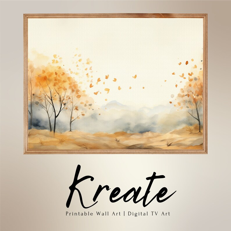 Printable Autumn Landscape Fall Home Decor Vintage Wall Art Print ...