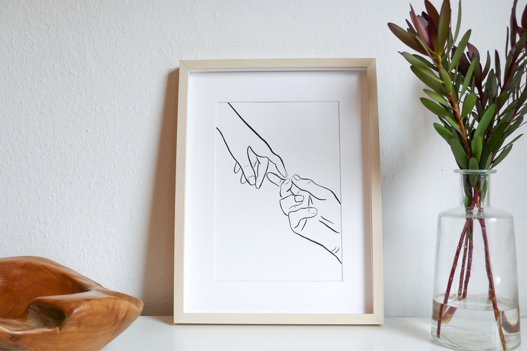 Art Print Hands Line Art Painting - Etsy