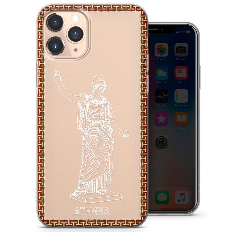 Goddess Athena Clear Phone Case, Vintage Mythology Drawing Cover - Fits ...