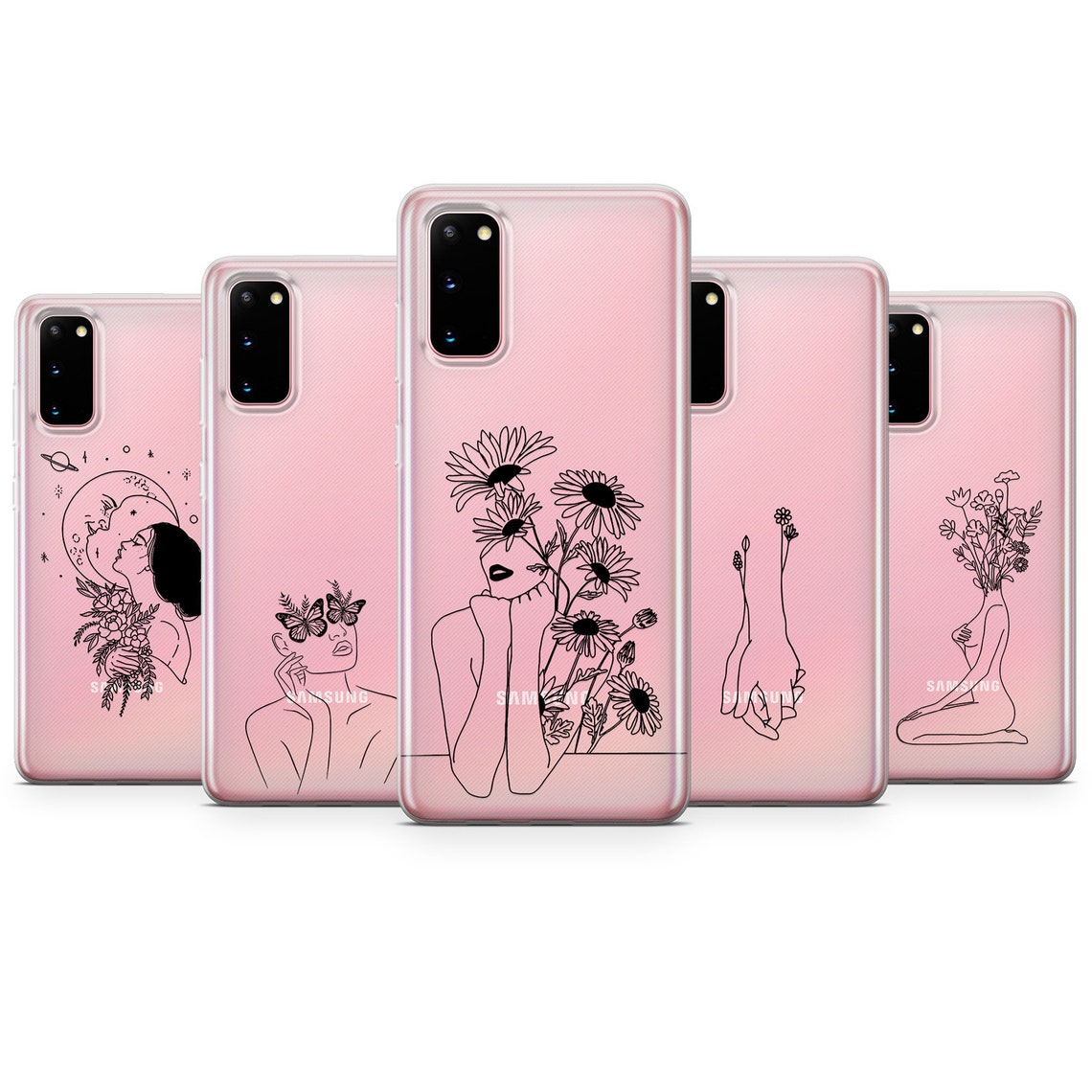 Line Art Clear Phone Case Aesthetic Feminine One Line Drawing | Etsy