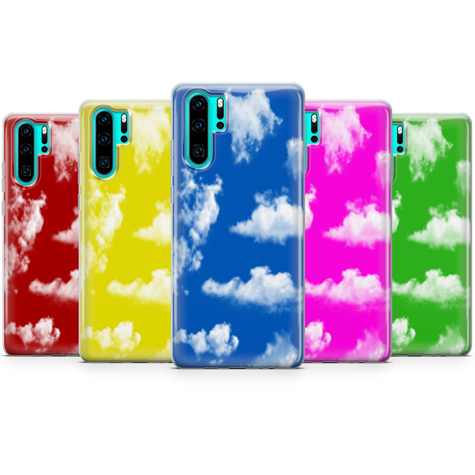 Fluffy Clouds Phone Case, Cute Colorful Sky Pattern Cover - Fits iPhone ...