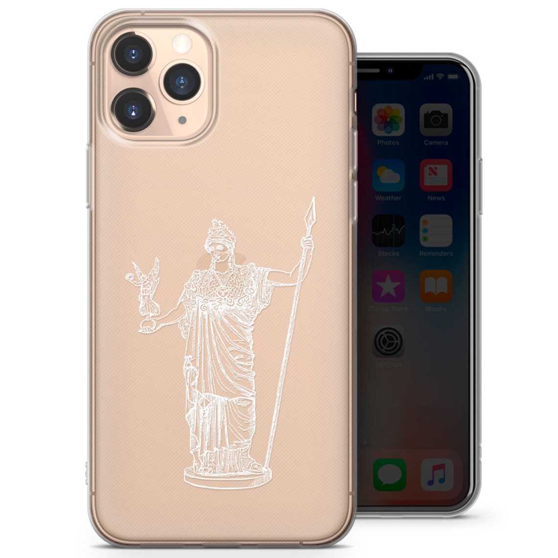 Goddess Athena Clear Phone Case, Vintage Greek Mythology Cover - Fits ...