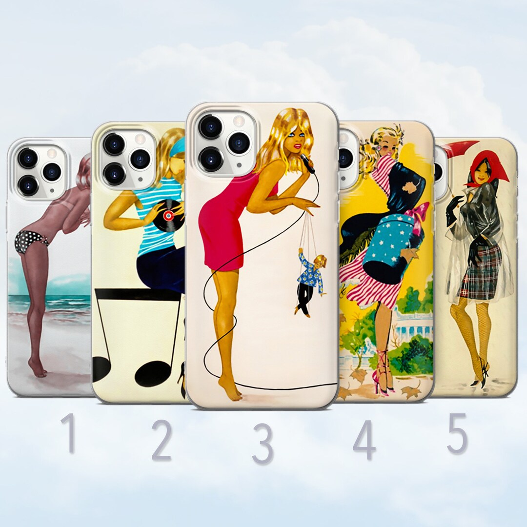 Vintage Woman Fashion Phone Case, Colorful Feminine Retro Chic Cover ...