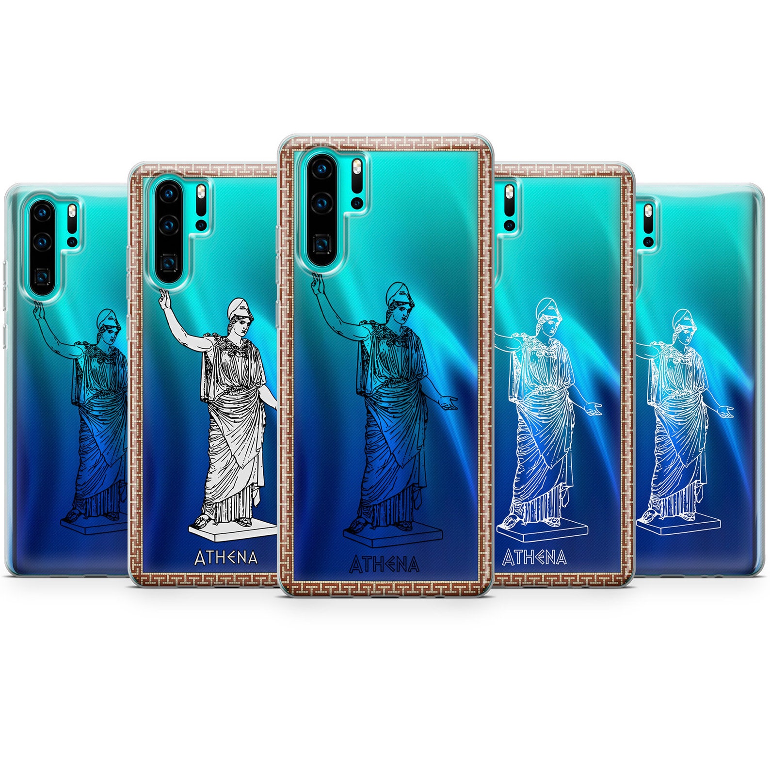 Goddess Athena Clear Phone Case, Vintage Mythology Drawing Cover - Fits ...