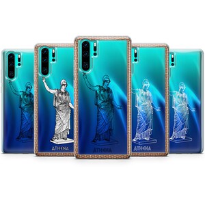 Goddess Athena Clear Phone Case, Vintage Mythology Drawing Cover - Fits ...