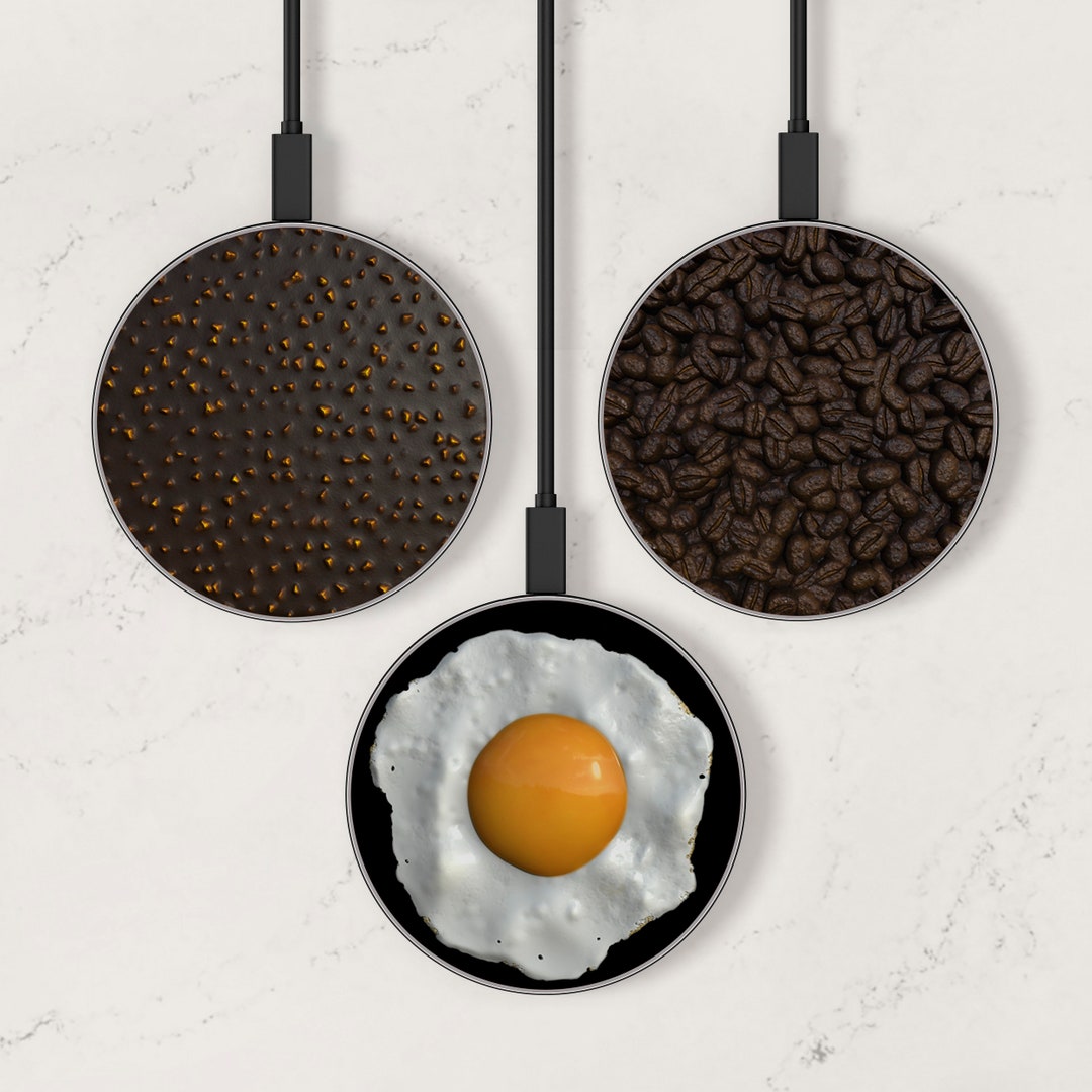 Chocolate Fried Egg Coffee Beans Print Wireless Charging Pad, Fast Qi ...