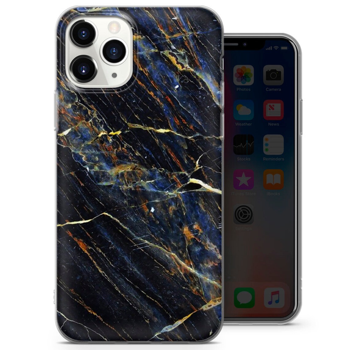 Black Marble Phone Case, Classic Aesthetic Pattern Cover - Fits iPhone ...