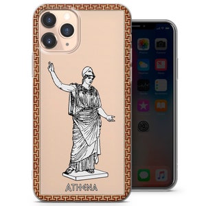Goddess Athena Clear Phone Case, Vintage Mythology Drawing Cover - Fits ...